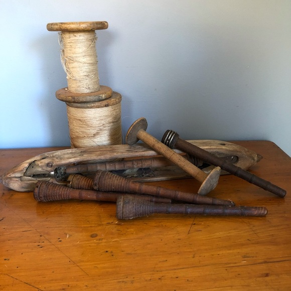 Antique | Accents | Rustic Antique Loom Bobbin Set | Poshmark
